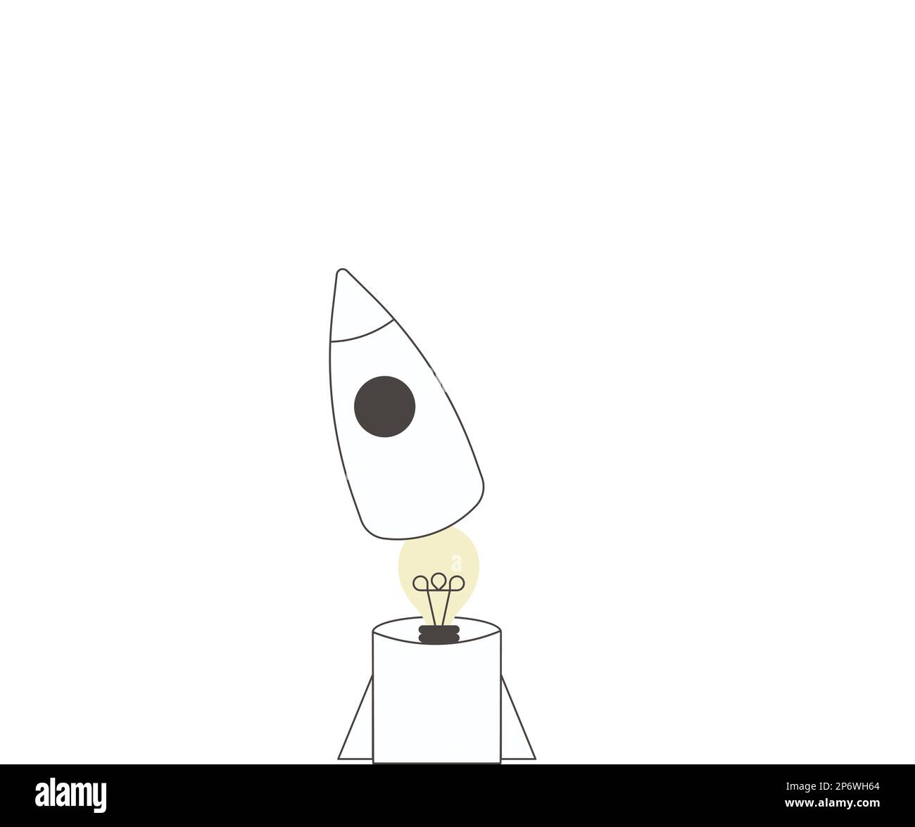 Vector bright color illustration with rocket. Exploration of space ...