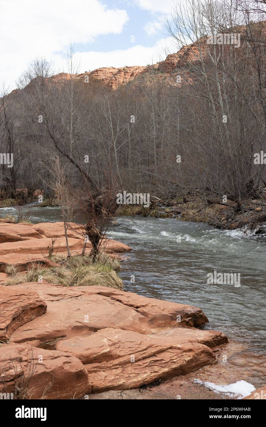 Oak Creek in Crescent Moon Ranch in Sedona, Arizona in winter Stock ...