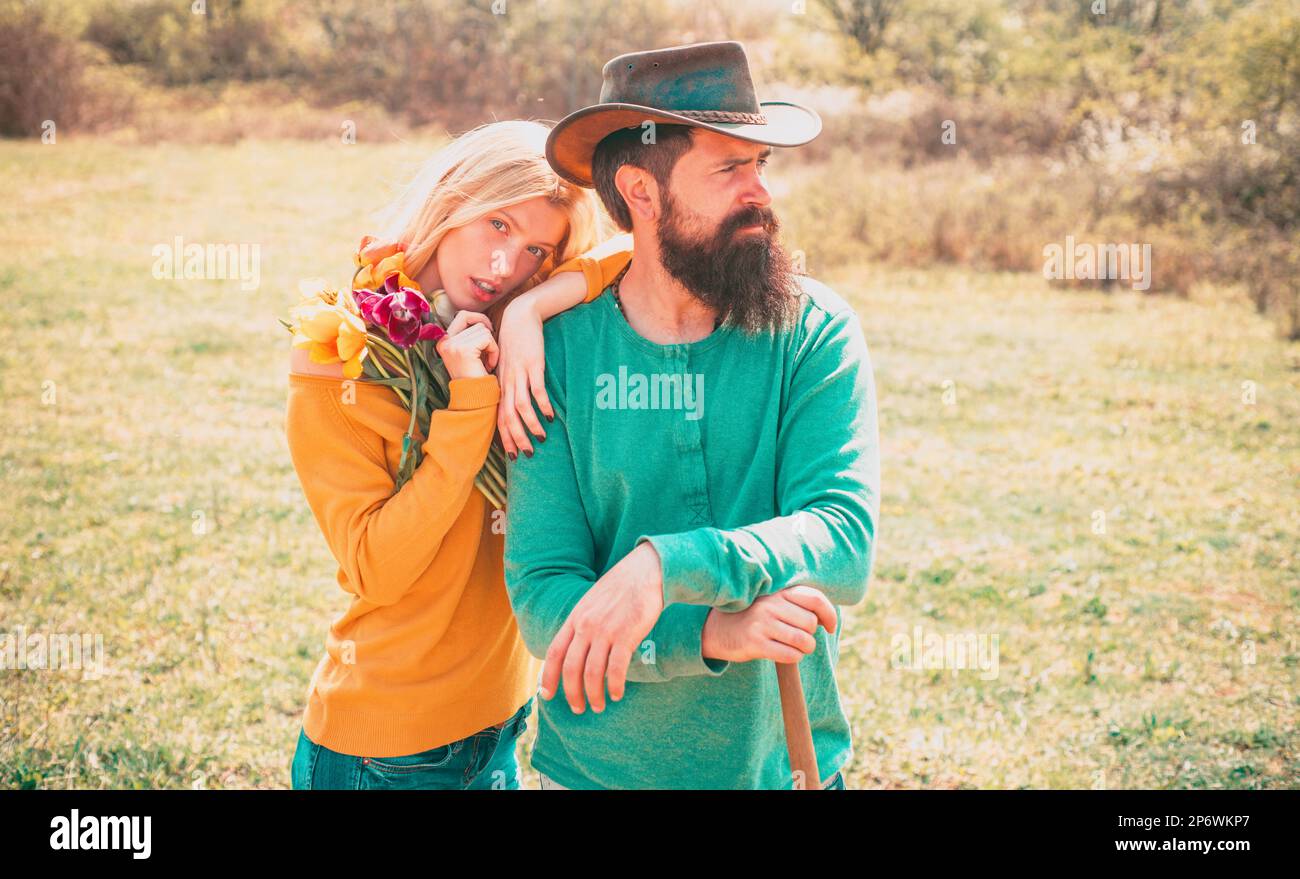 A pair of farms working in the garden. Image of two happy farmers with ...