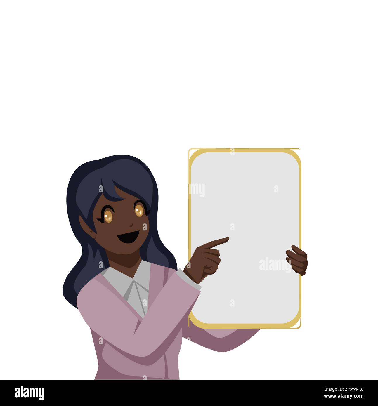 Businesswoman Holding And Pointing At Placard While Making Important ...