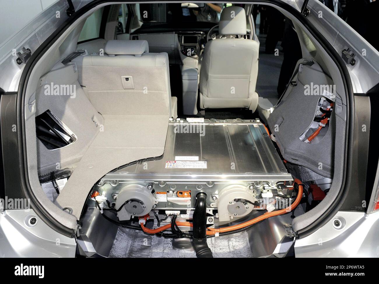 A battery charger of Toyota Motor Corp.'s new Prius PHV is shown at the ...