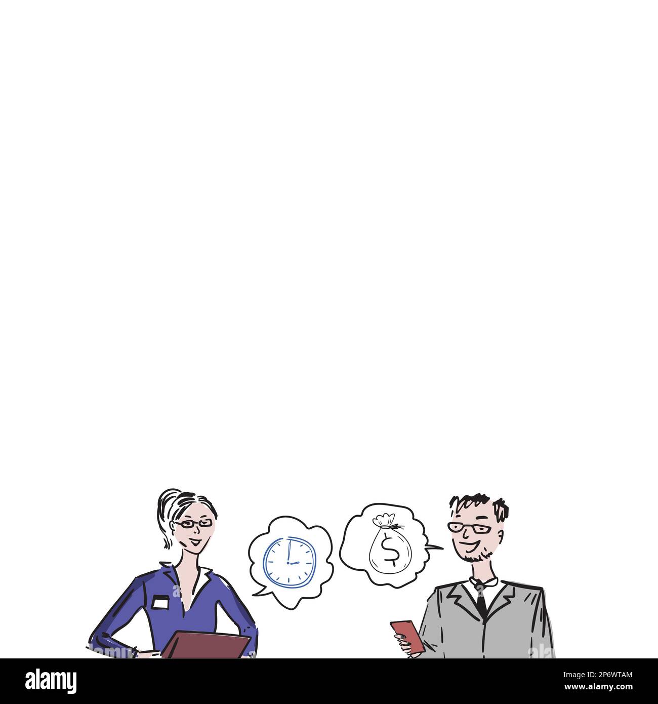 People talking about important things. Colleagues discussing agenda and ...