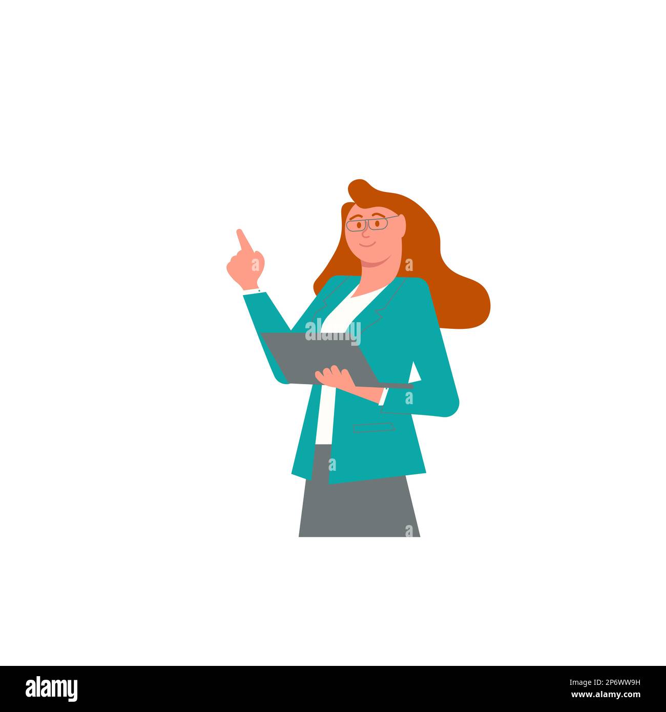 Illustration Of Teacher Using Laptop And Girl Standing Sharing Ideas ...