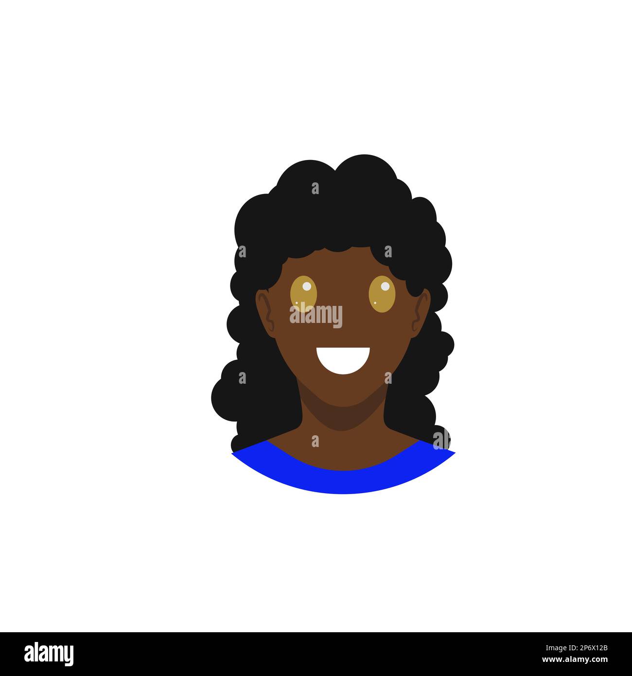 Woman face picture with middle haircut in casual clothing on white ...