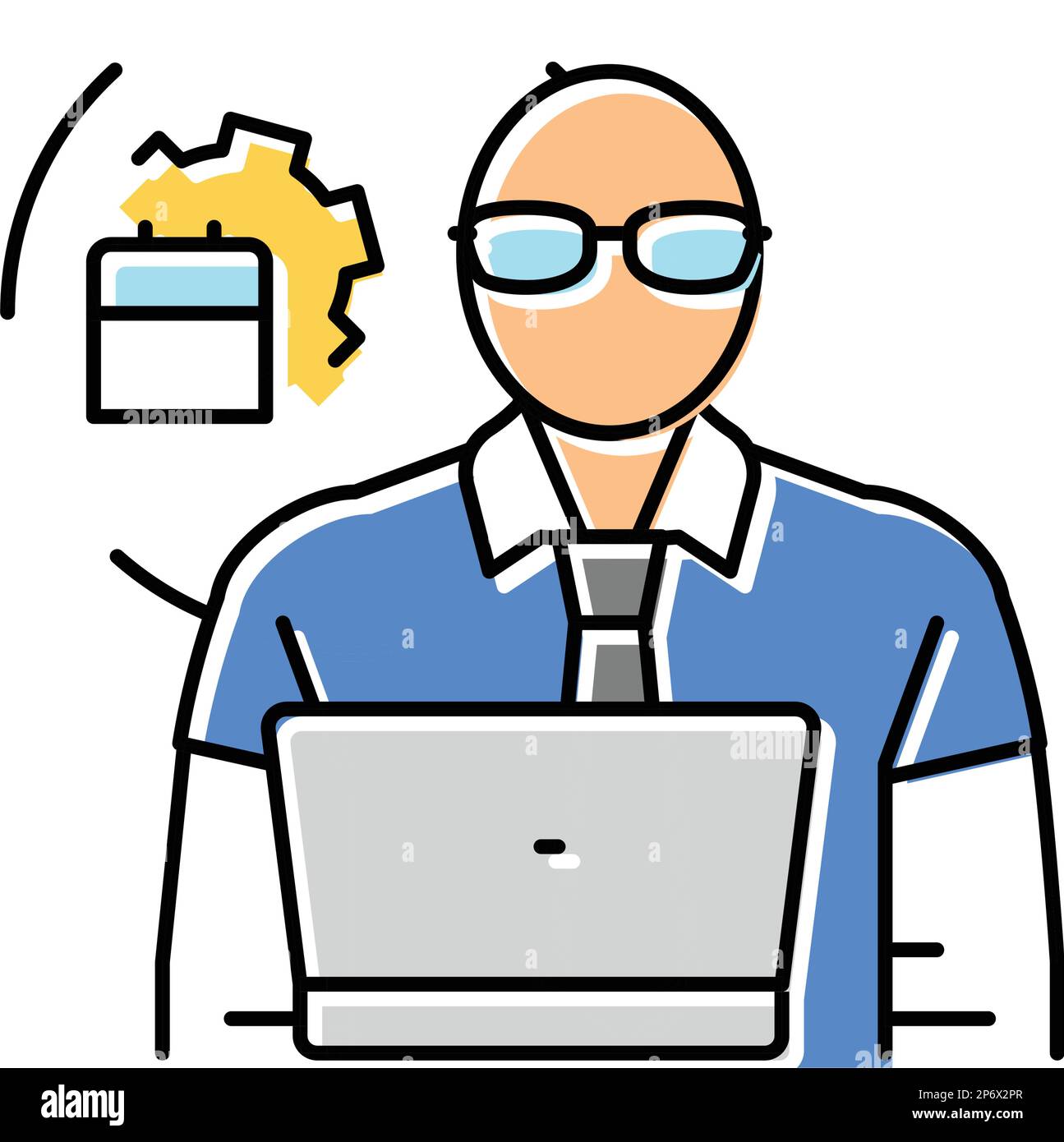 maintenance planner repair worker color icon vector illustration Stock ...