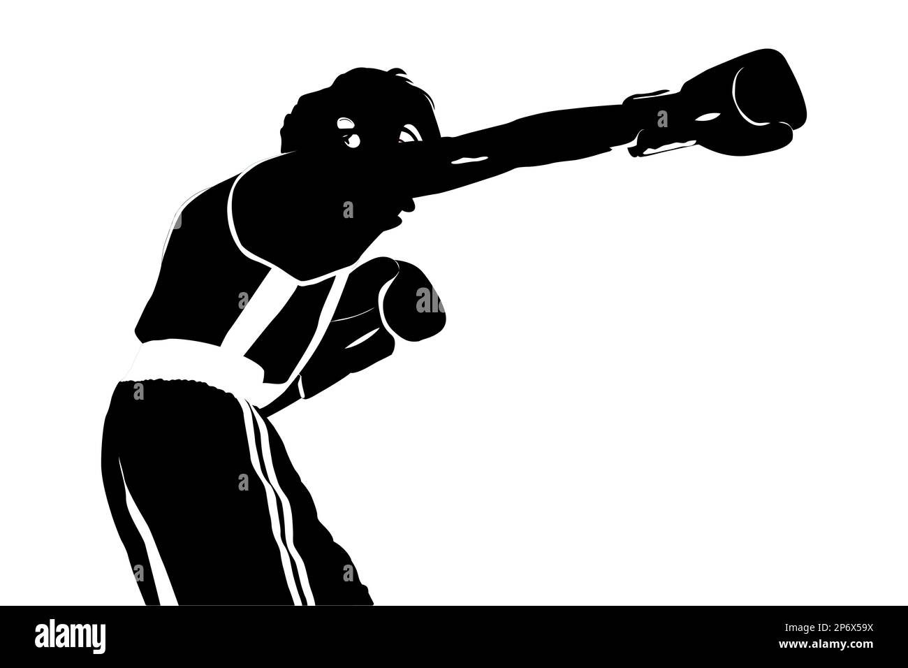 black silhouette boxer straight right punch to head Stock Photo - Alamy