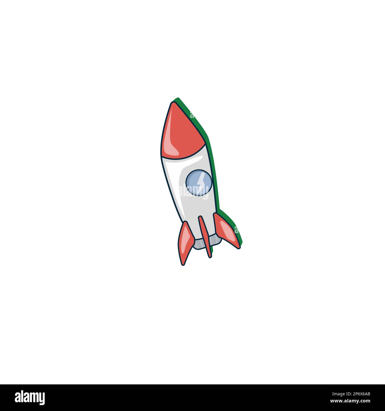 Vector bright color illustration with rocket. Exploration of space ...