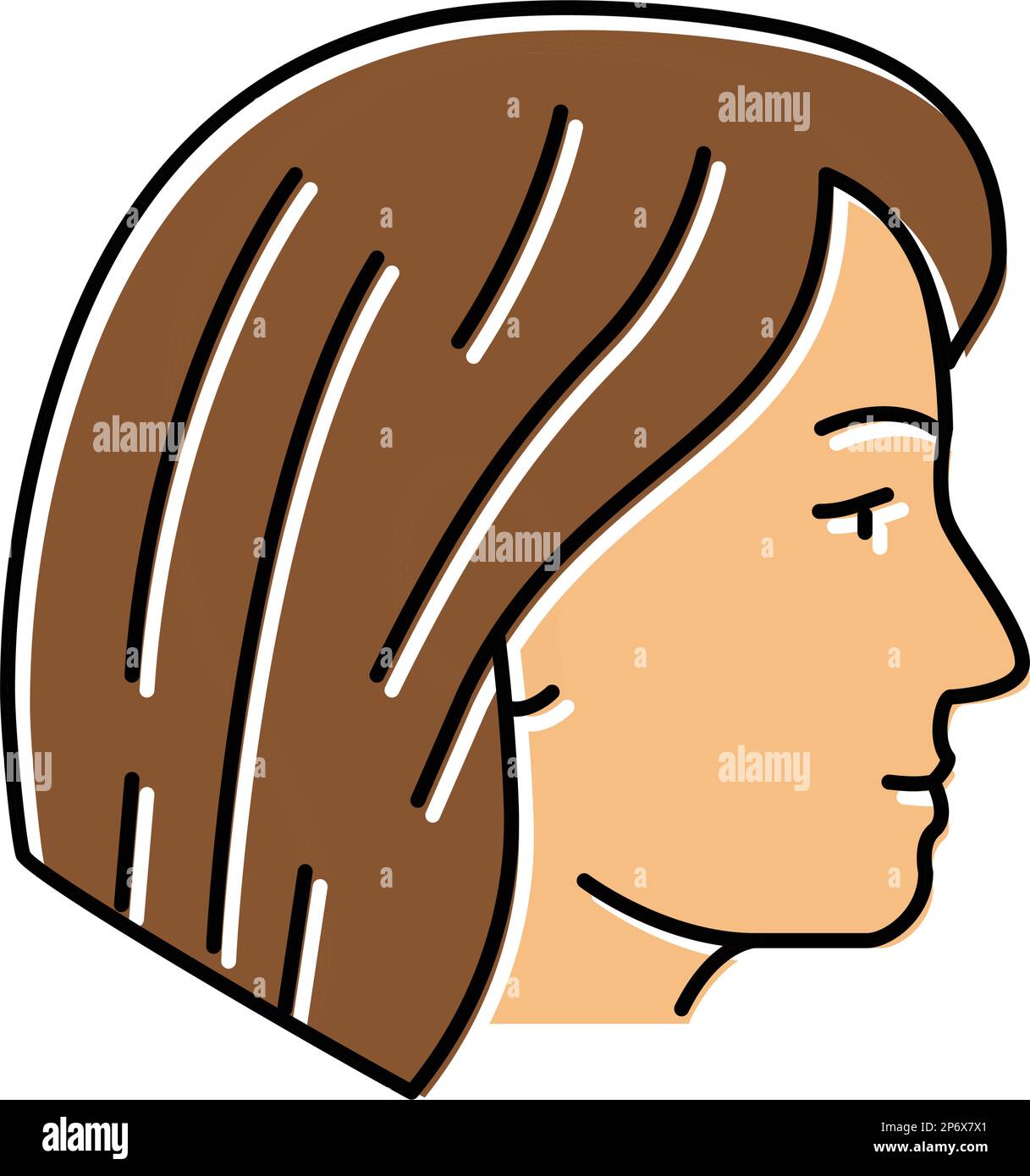 bob cut hairstyle female color icon vector illustration Stock Vector ...