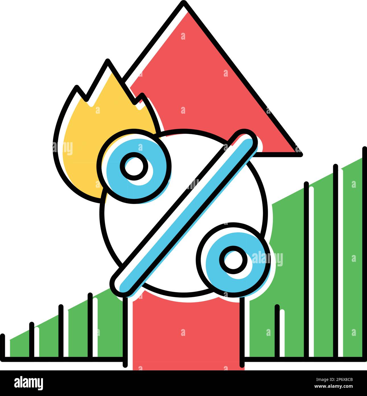 inflation financial crisis color icon vector illustration Stock Vector ...