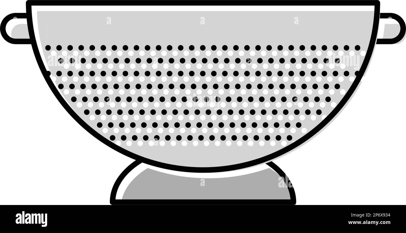 stainless steel colander kitchen cookware color icon vector ...