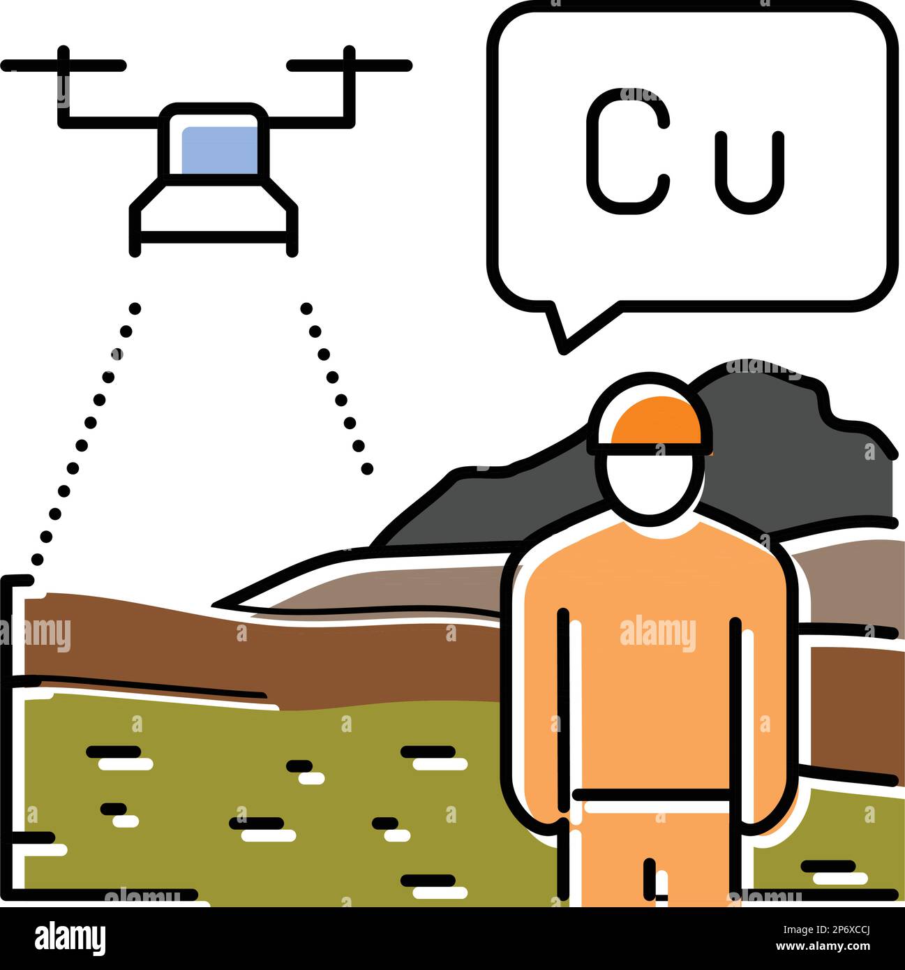 aerial surveying exploration copper color icon vector illustration ...
