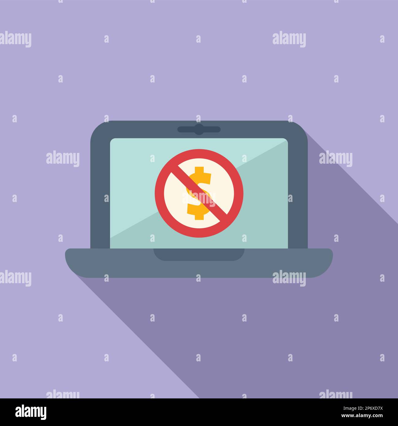 Laptop cancel payment icon flat vector. Card error. Credit money Stock ...
