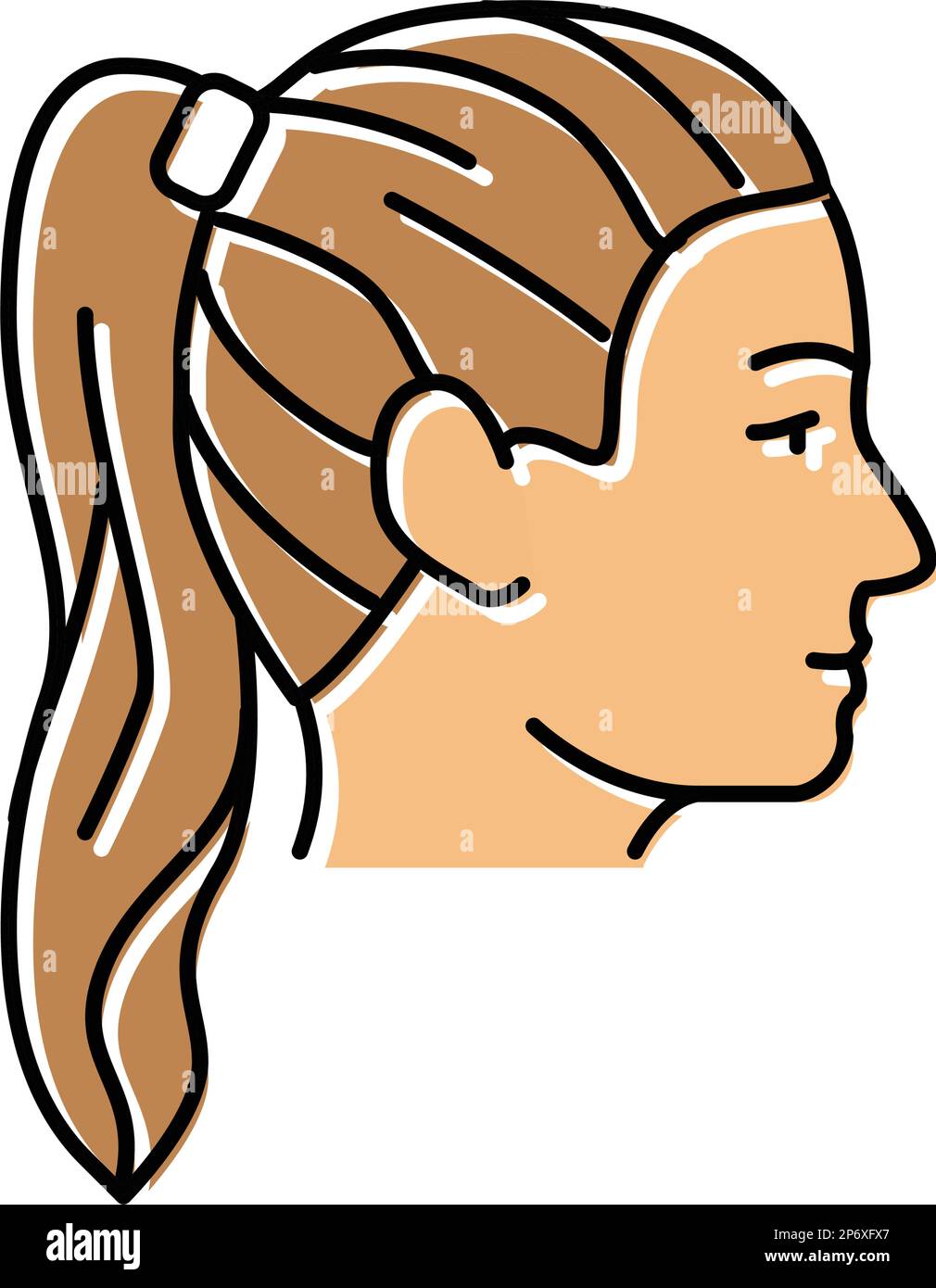 ponytail hairstyle female color icon vector illustration Stock Vector ...