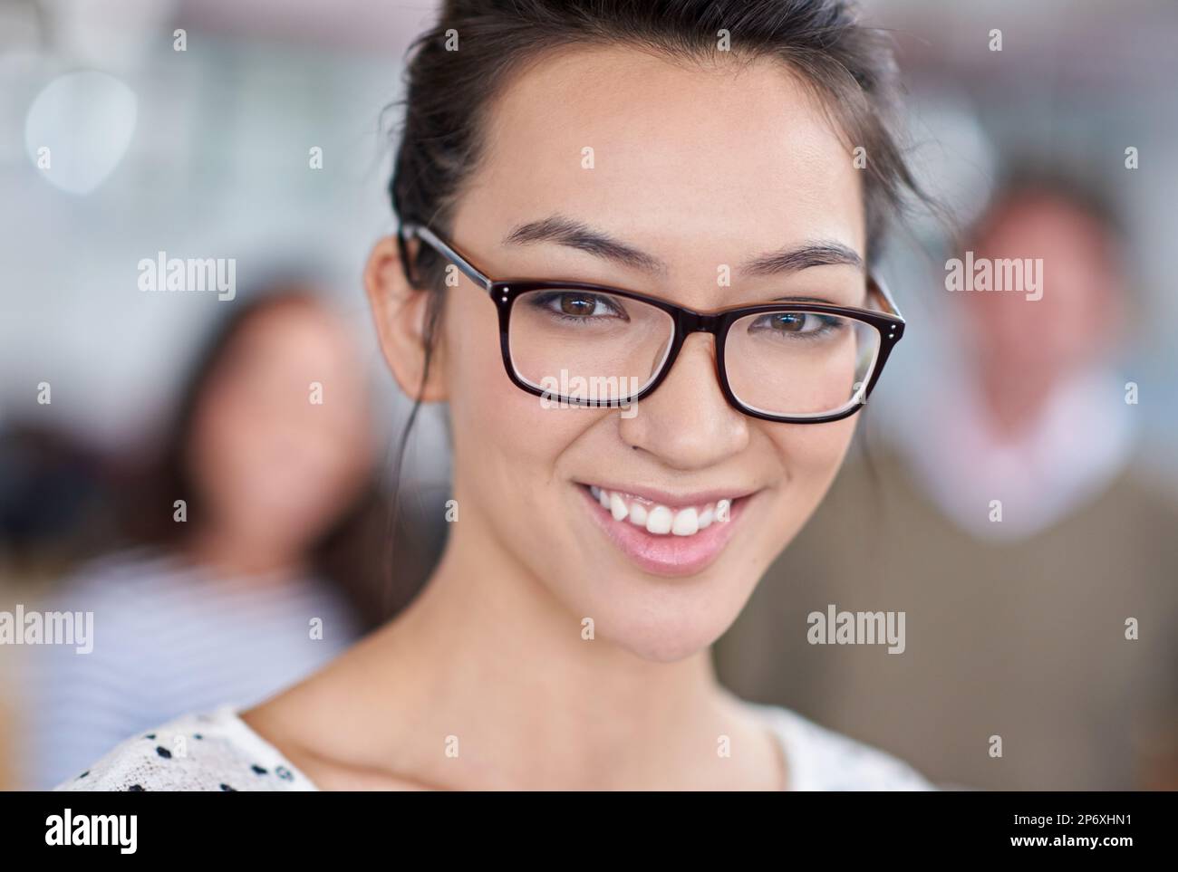 Sincere and ready to learn. Closeup portrait of smiling young woman ...