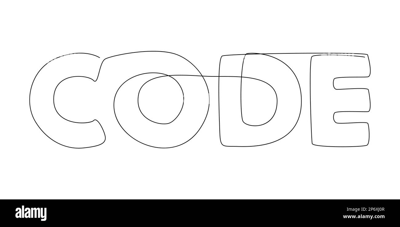 One Continuous Line Of Code Word Thin Line Illustration Vector Concept