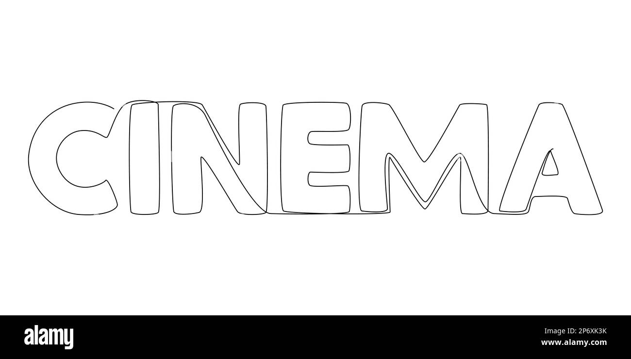 One continuous line of Cinema word. Thin Line Illustration vector ...
