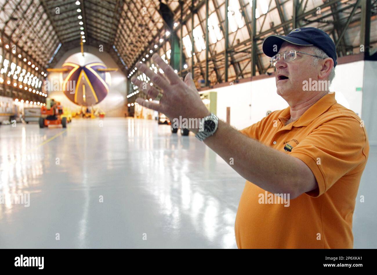 Ed Ogden of Goodyear talks about the Goodyear blimp gondola C4-9 being ...