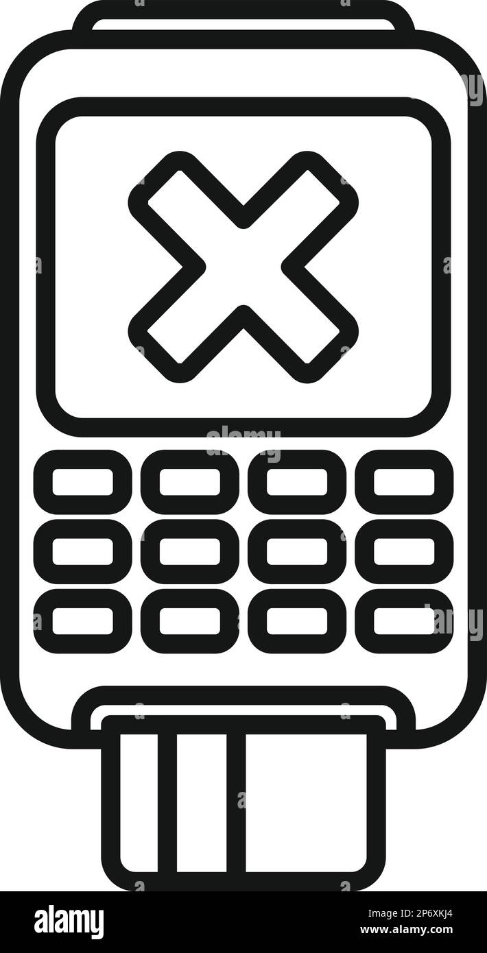 Cancel pos terminal icon outline vector. Card error. Debit money Stock ...