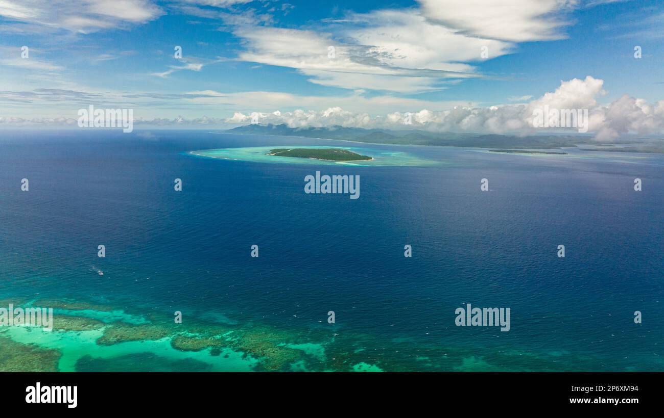Tropical islands and blue sea view from above. Balabac, Palawan ...