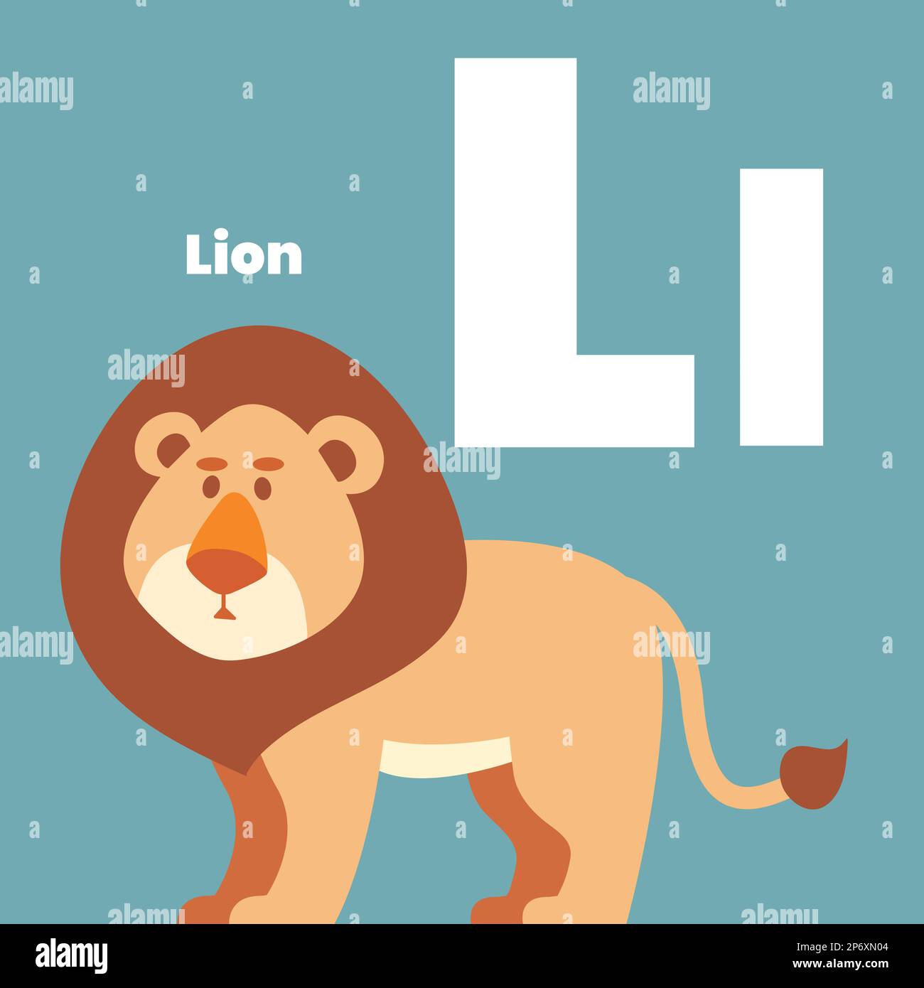 Cute children ABC alphabet flashcard words with the letter L for kids learning English ...