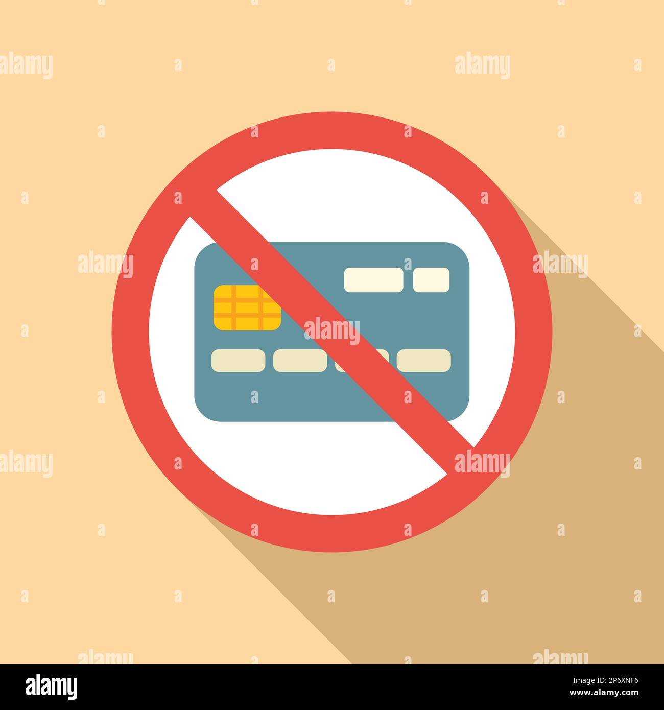 Restricted credit card icon flat vector. Payment error. Debit money ...