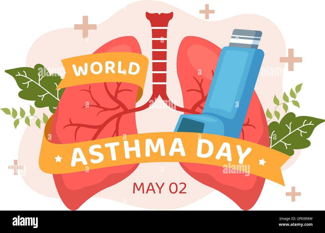 World Asthma Day on May 2 Illustration with Inhaler and Health ...