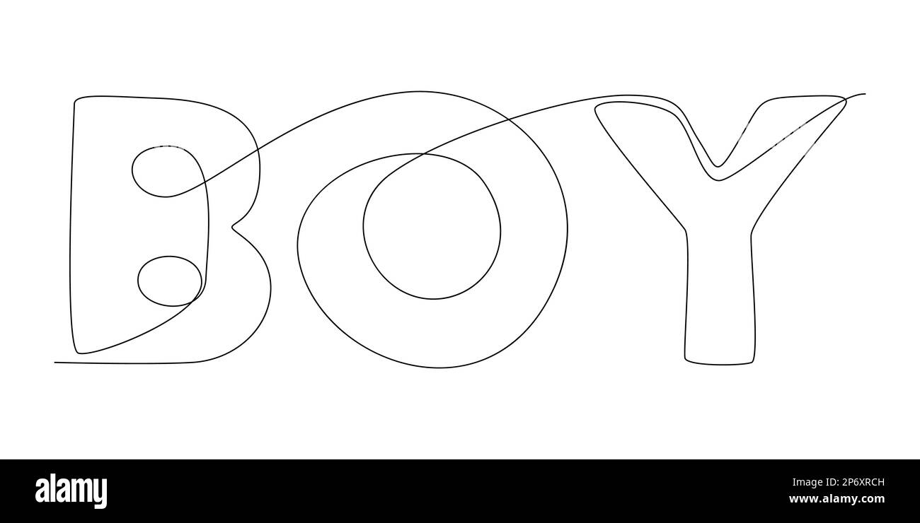 One continuous line of Boy word. Thin Line Illustration vector concept ...