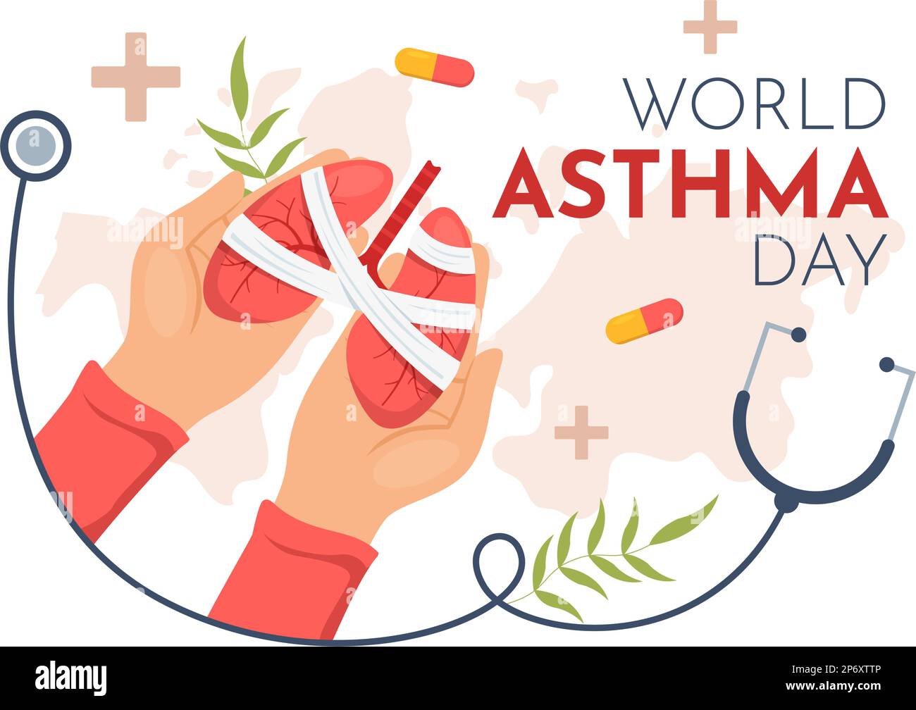 World Asthma Day on May 2 Illustration with Inhaler and Health ...