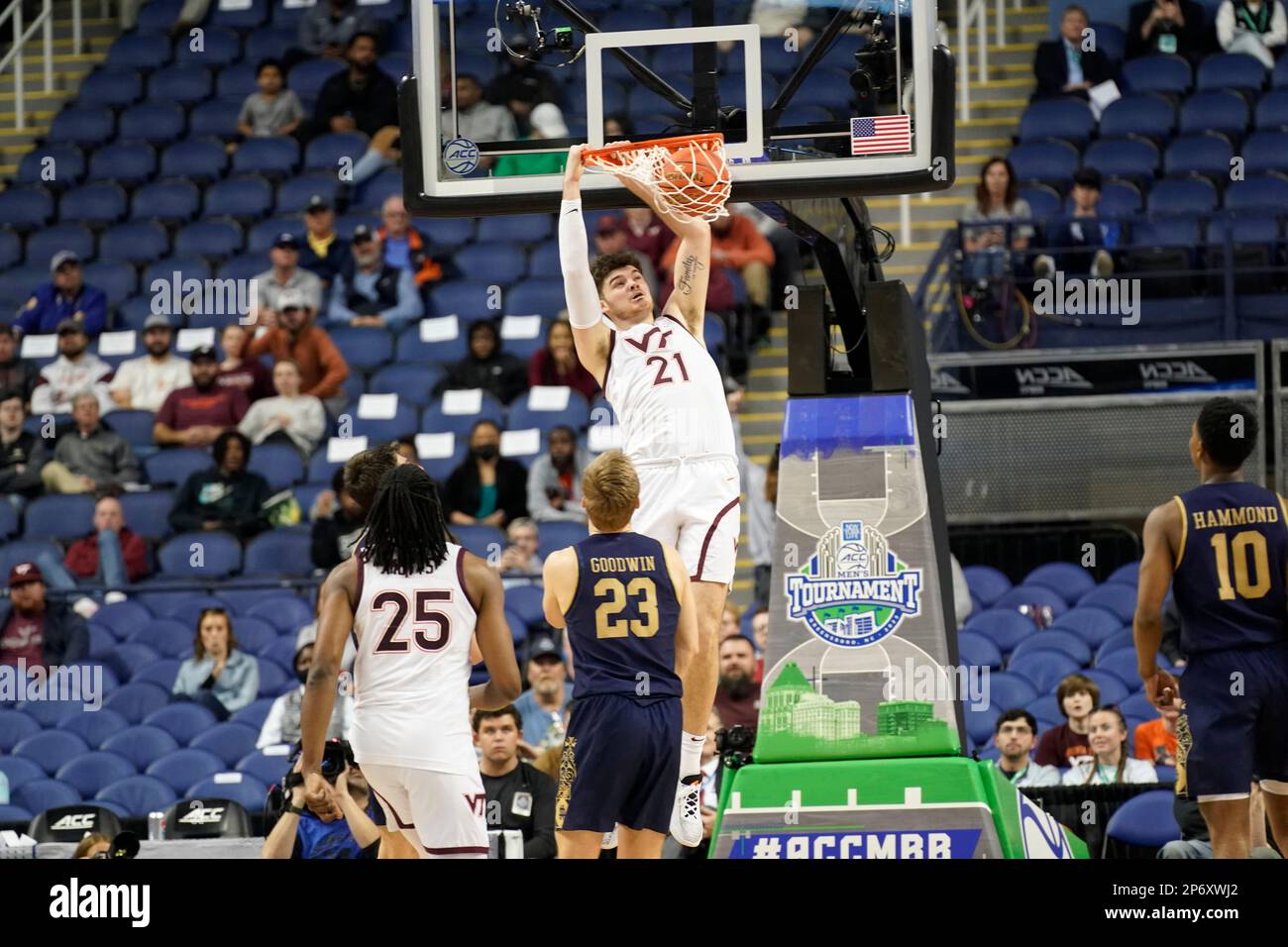 Virginia Tech forward Grant Basile (21) dunks against Notre Dame during ...