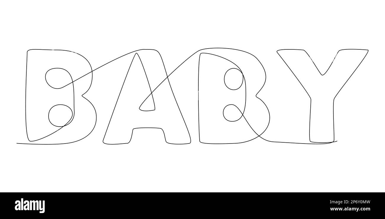 One continuous line of Baby word. Thin Line Illustration vector concept ...