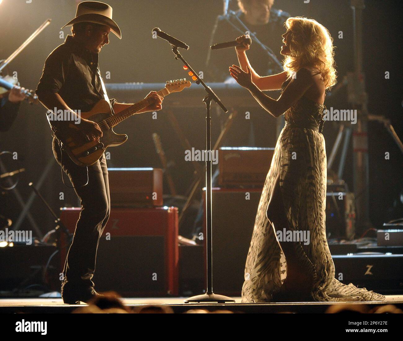 NASHVILLE, TN - NOVEMBER 9: (L-R) Singers Brad Paisely and Carrie ...