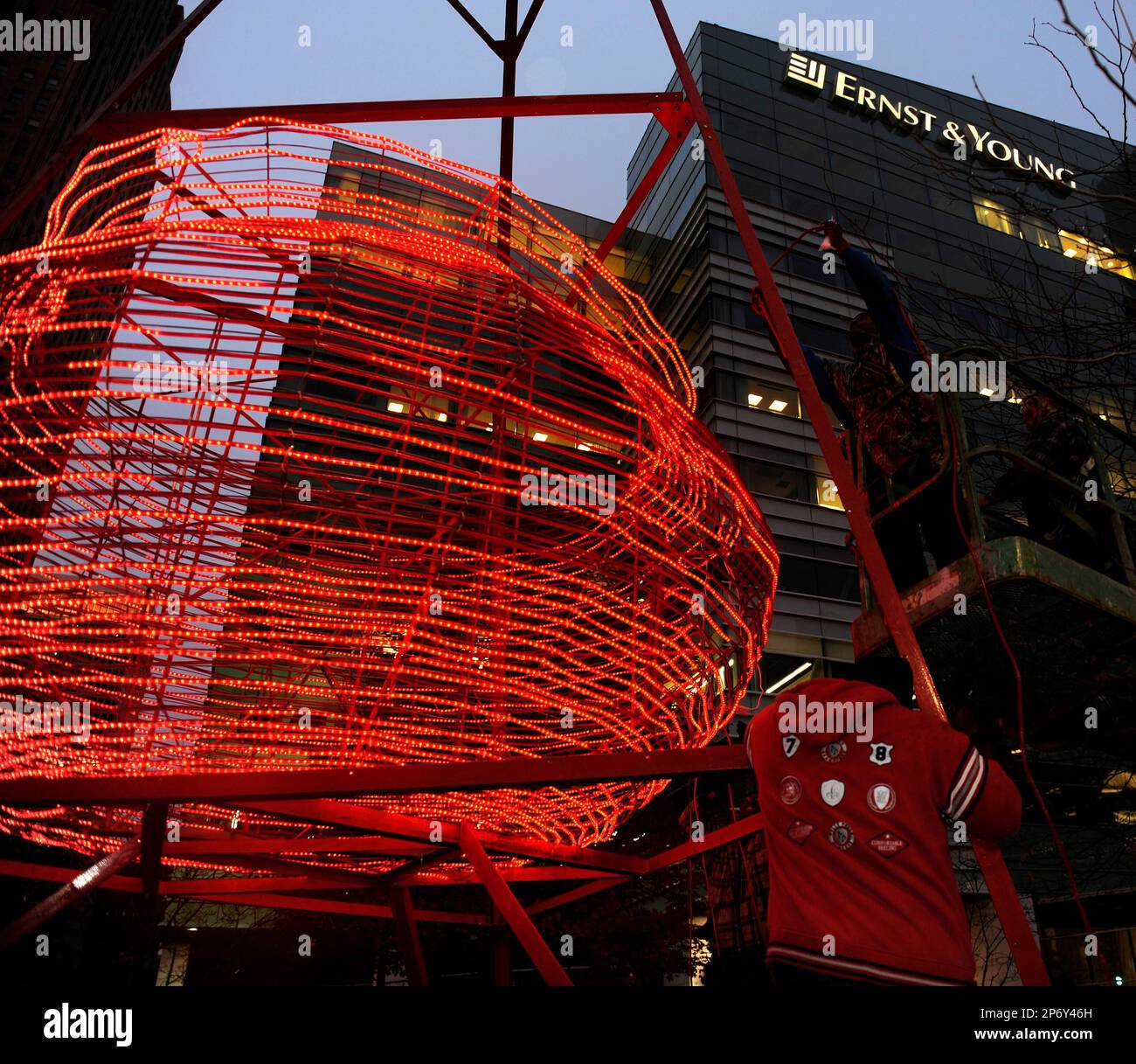 The World's Tallest Red Kettle at Campus Martius Park in Detroit on is ...