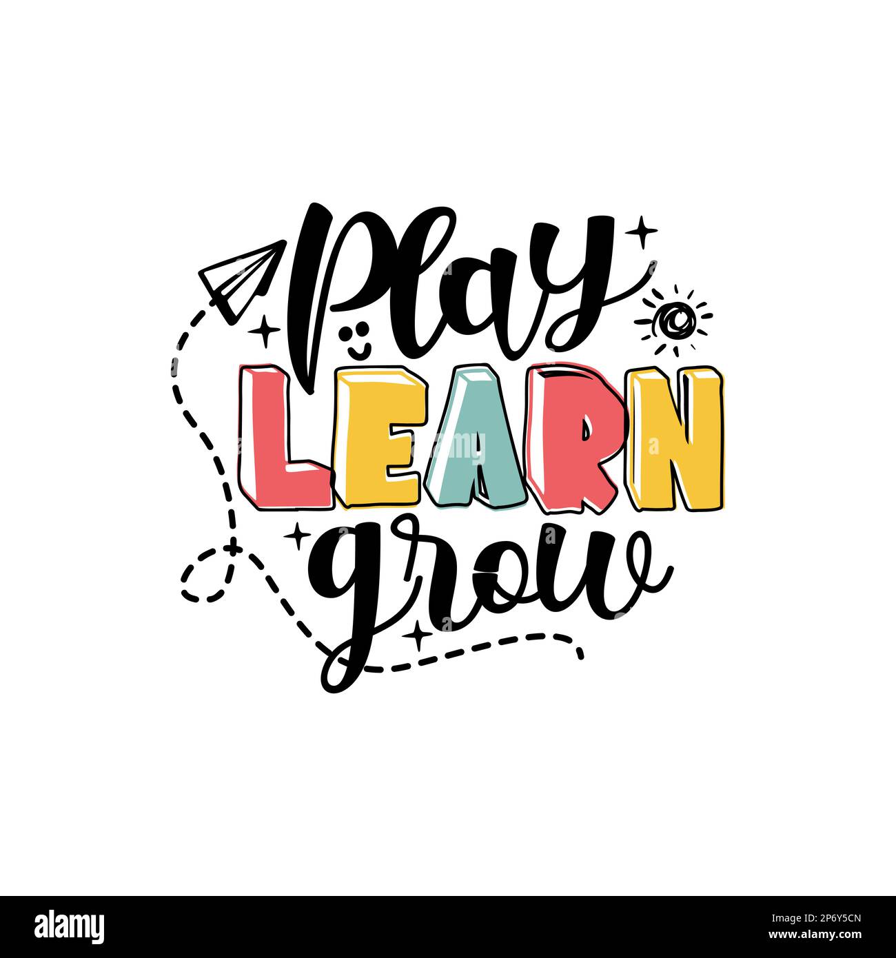 Doodle hand drawn school inspirational quotes Vector illustration Stock ...