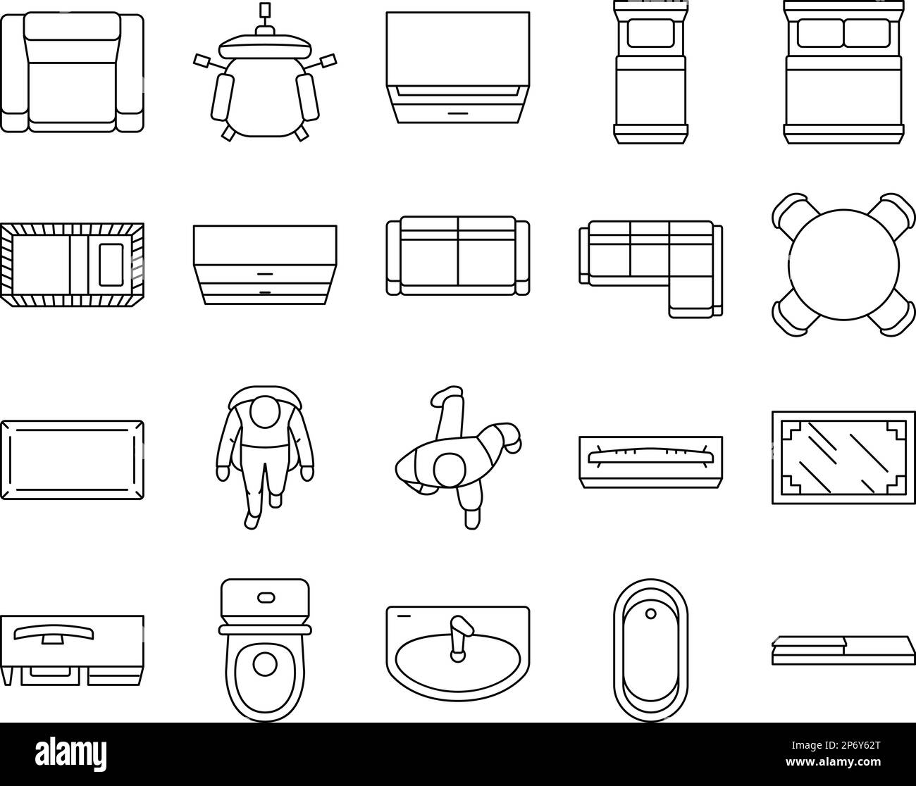 floor plan interior furniture icons set vector Stock Vector Image & Art ...