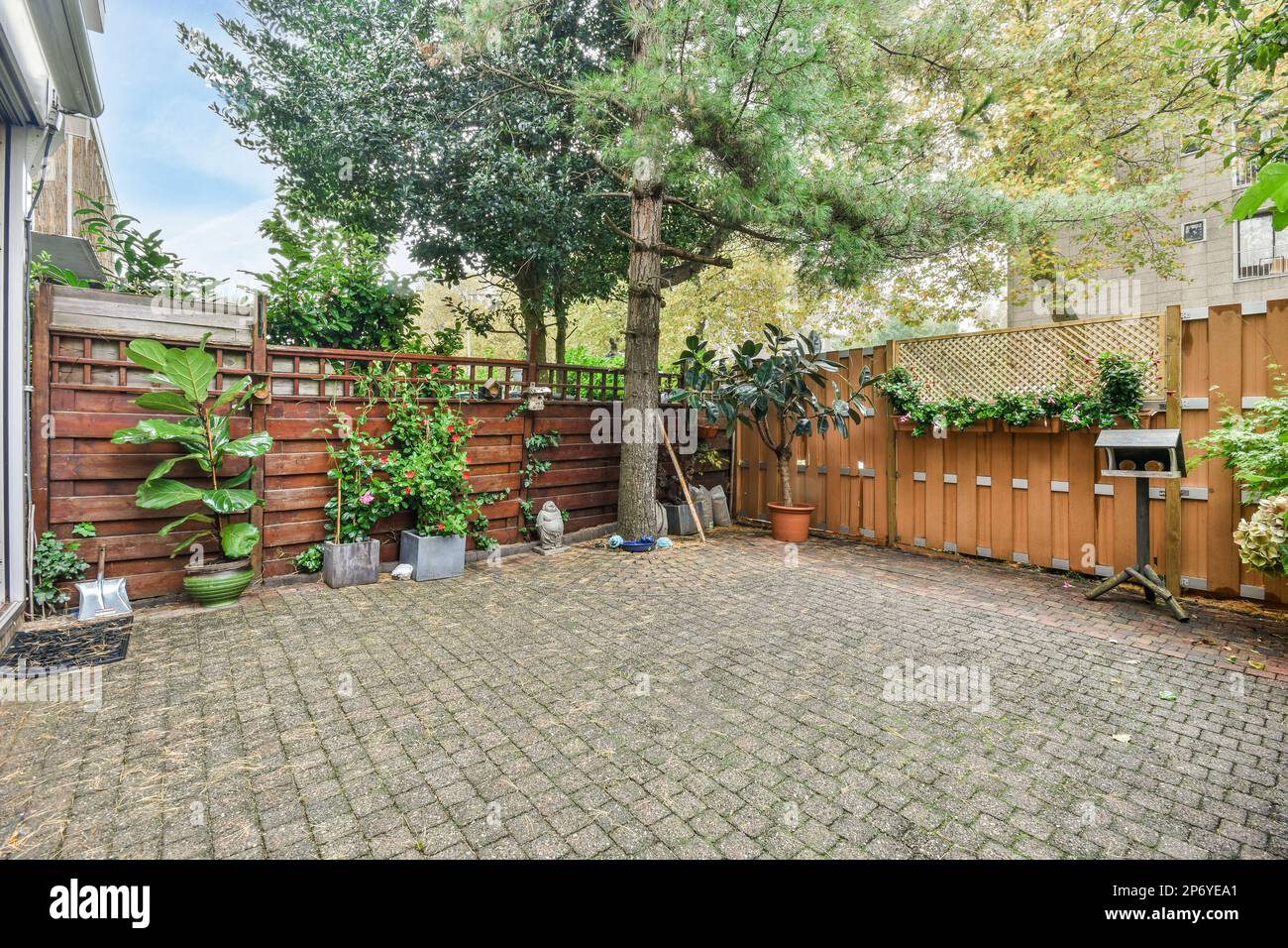 Amsterdam, Netherlands - 10 April, 2021: a backyard area with brick ...