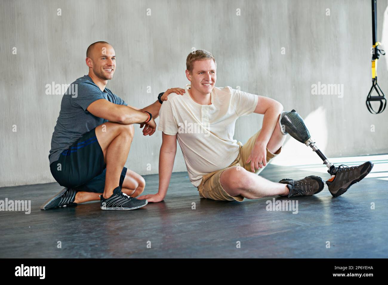 Your progress is impressive. Studio shot of a young amputee training in ...