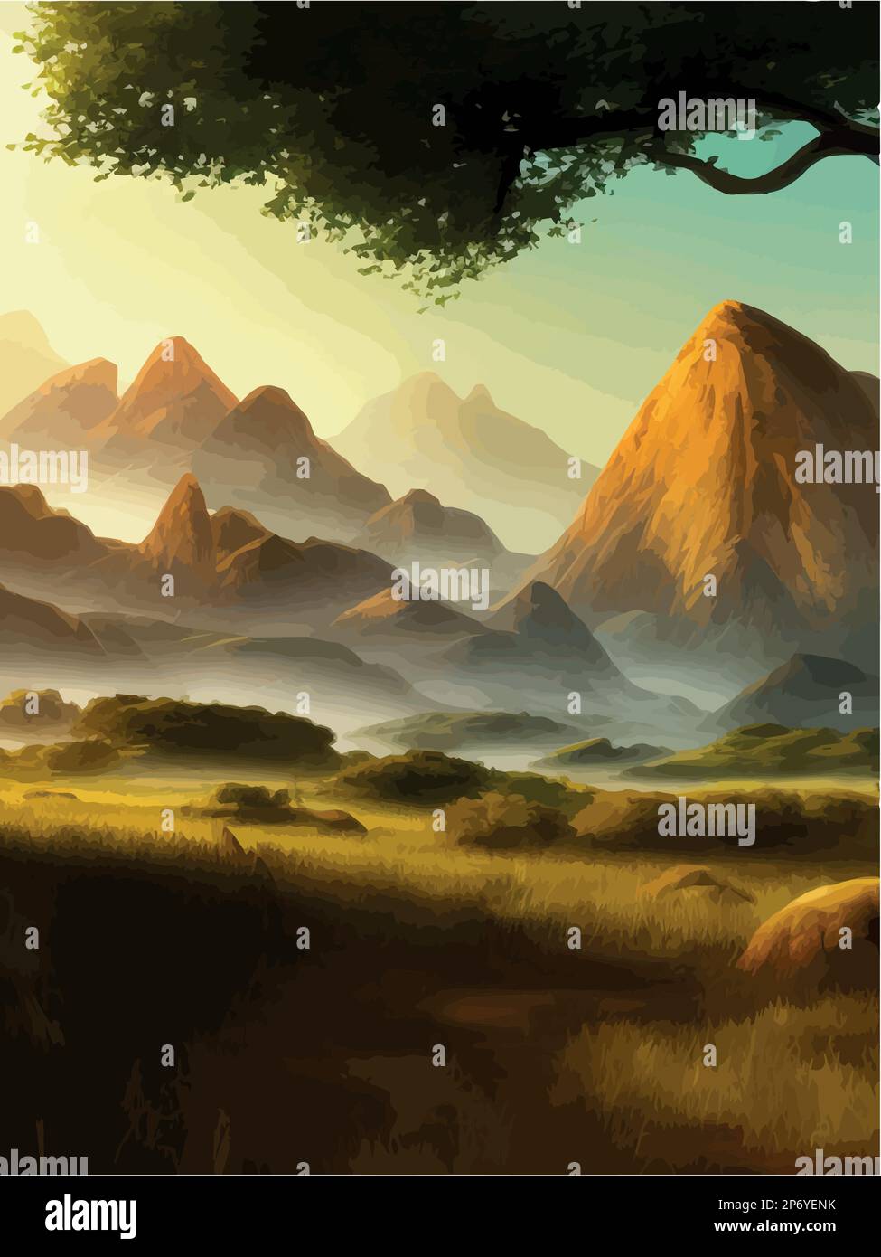 Bush savanna background Stock Vector Images - Alamy