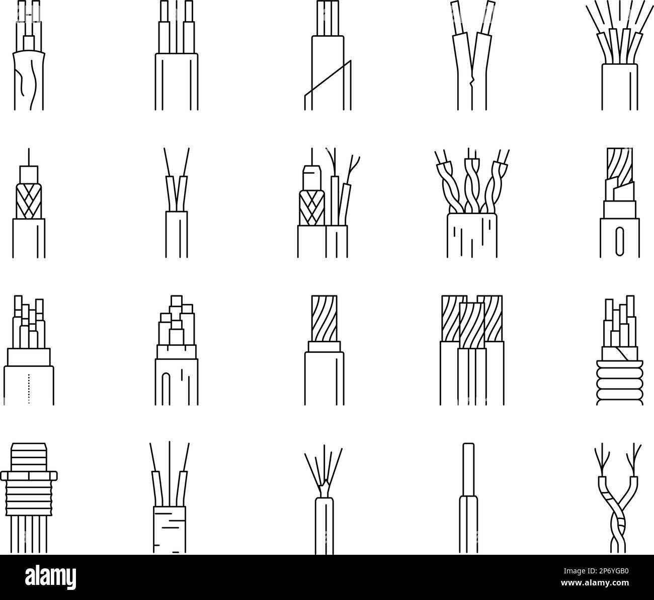 wire cable technology connection icons set vector Stock Vector Image ...