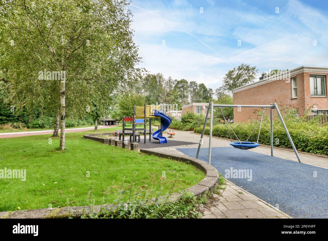 Amsterdam, Netherlands - 10 April, 2021: a play area in the back yard ...