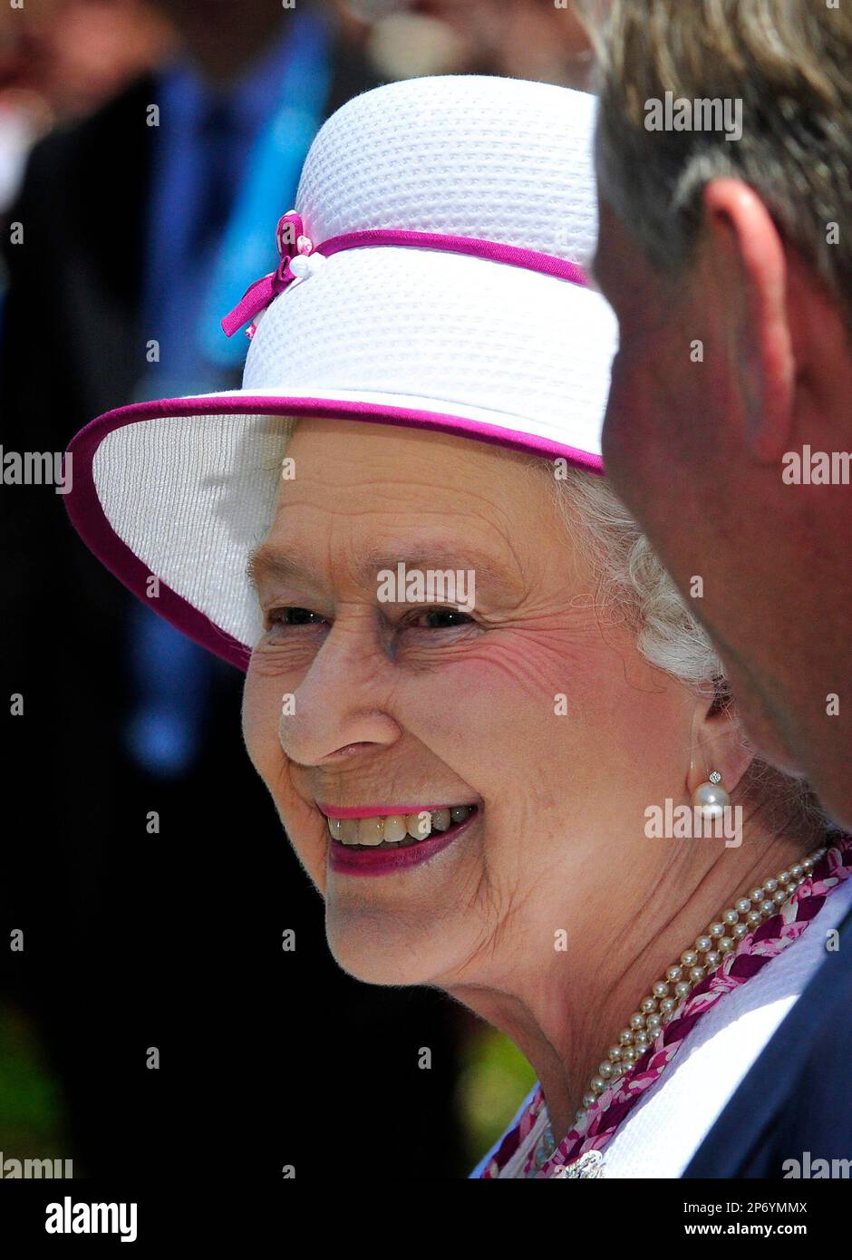 Queen Elizabeth II smiles during the Big Aussie Barbecue in Perth ...