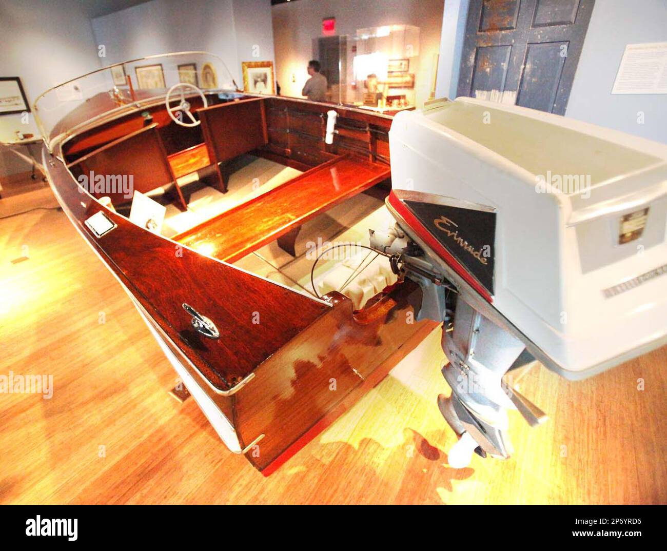 A wooden Barbour Boat Works runabout is one of the new pieces on ...