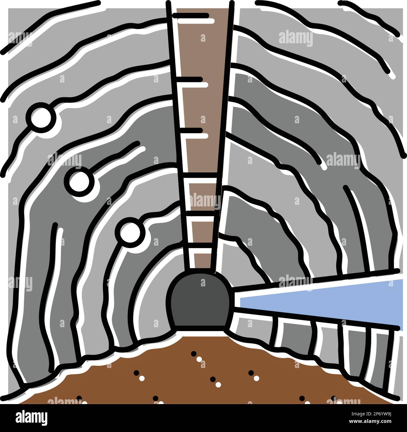 underground mining copper production color icon vector illustration ...