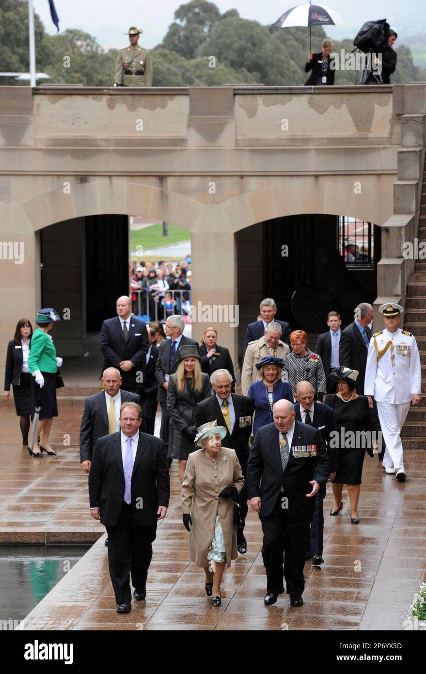 Queen Elizabeth II, center, visits the Australian War Memorial in ...