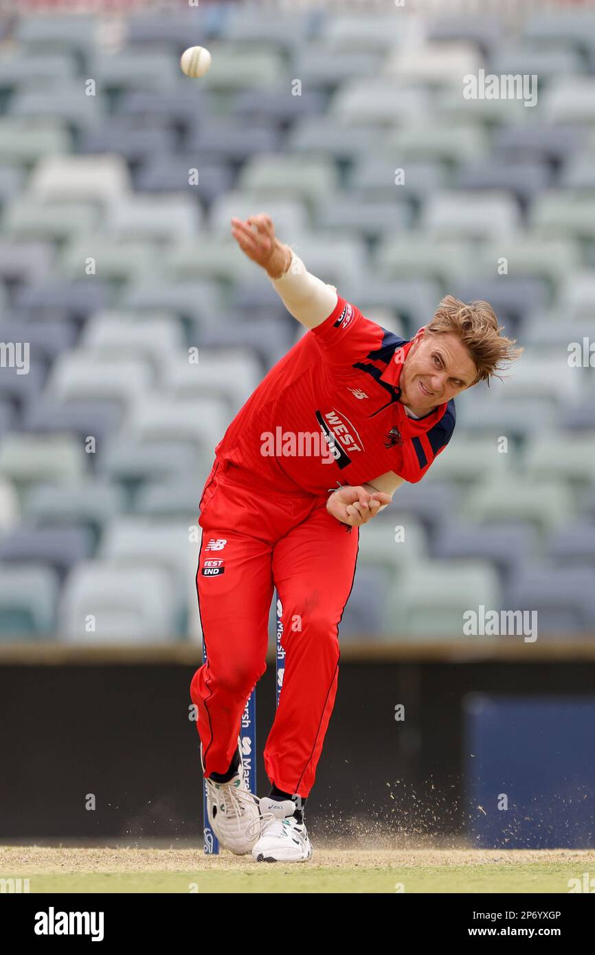 Henry Thornton of South Australia bowls during the Marsh One-Day Cup ...
