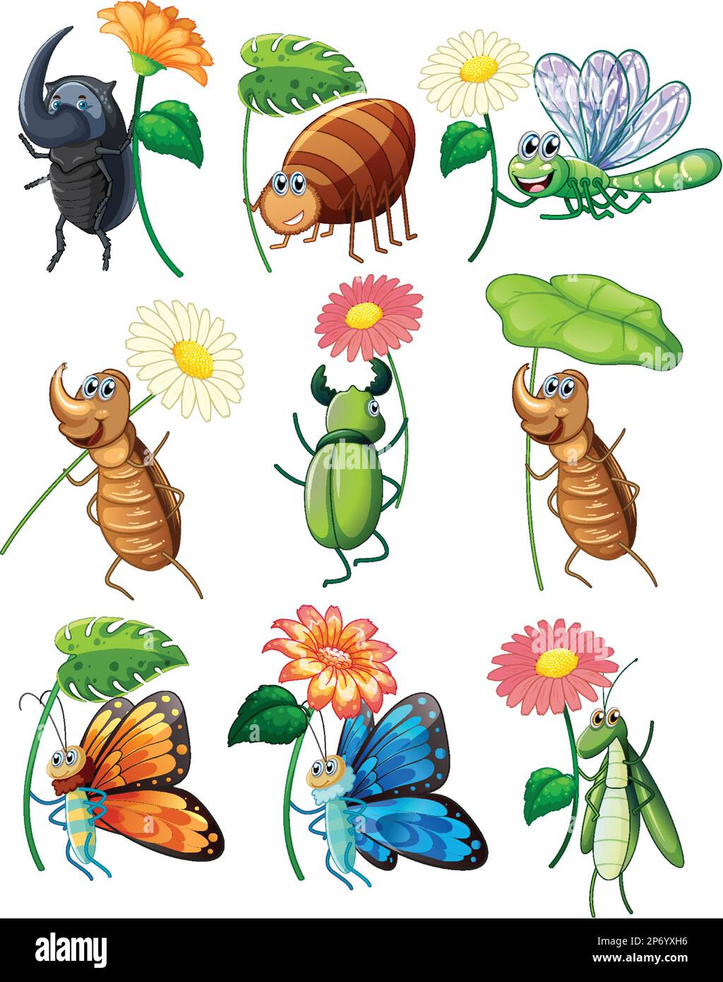 Set of insect cartoon character illustration Stock Vector Image & Art ...