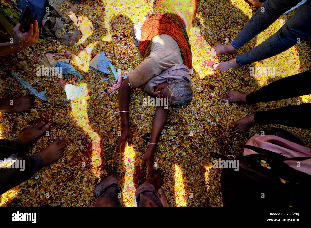 Vrindavan, India. 06th Mar, 2023. An indian widow seen lying on the ...