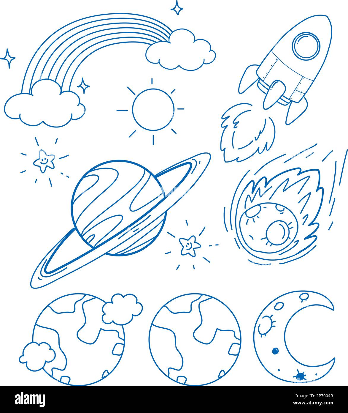 Simple doodle children drawing space illustration Stock Vector Image ...
