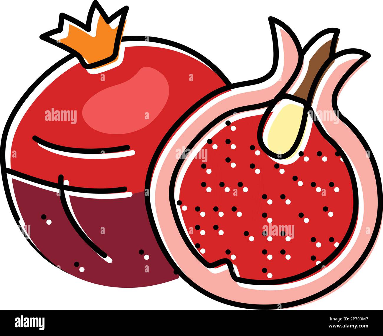 whole cut pomegranate color icon vector illustration Stock Vector Image ...