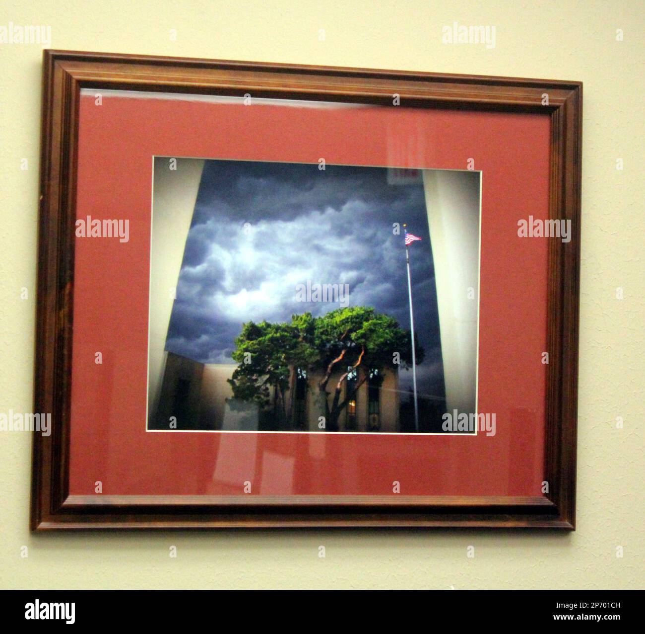 In this undated photo, a picture taken by Sonya Ables hangs on display ...