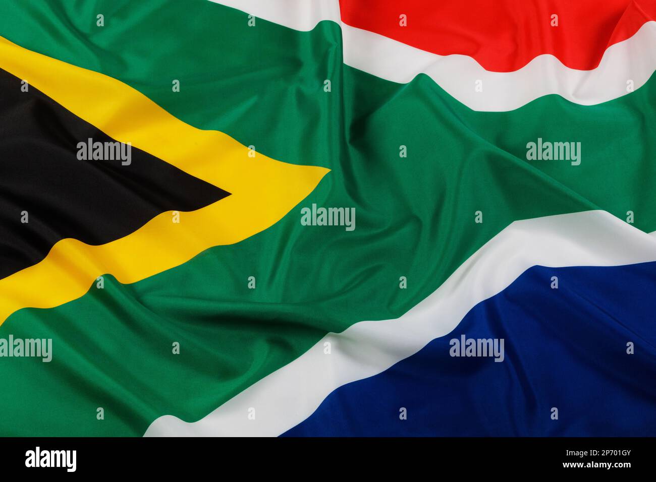 Close up of the official flag of South Africa a country at the southern ...